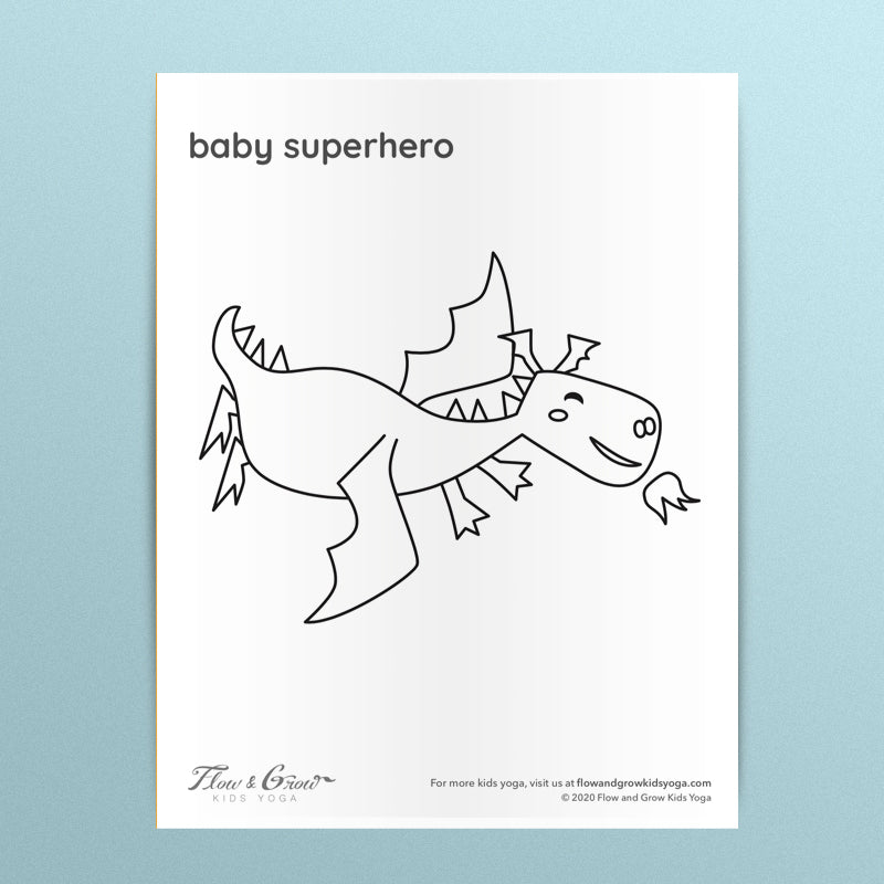 Dragon Baby Superhero Coloring Page - Flow and Grow Kids Yoga