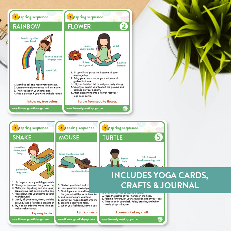 Kids Spring Sequence Yoga Cards | Teach Yoga and Mindfulness - Flow and ...