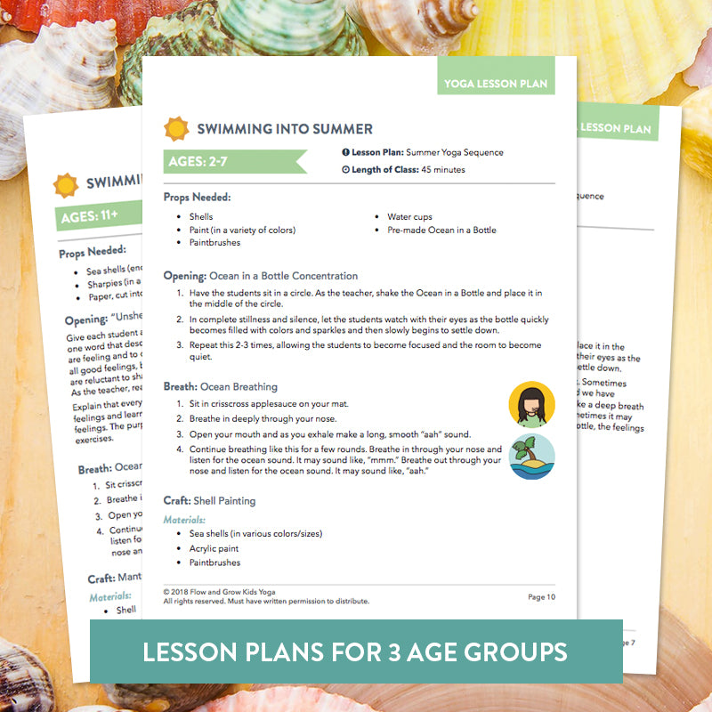 Summer Sequence Yoga Cards Lesson Plans - Flow and Grow Kids Yoga